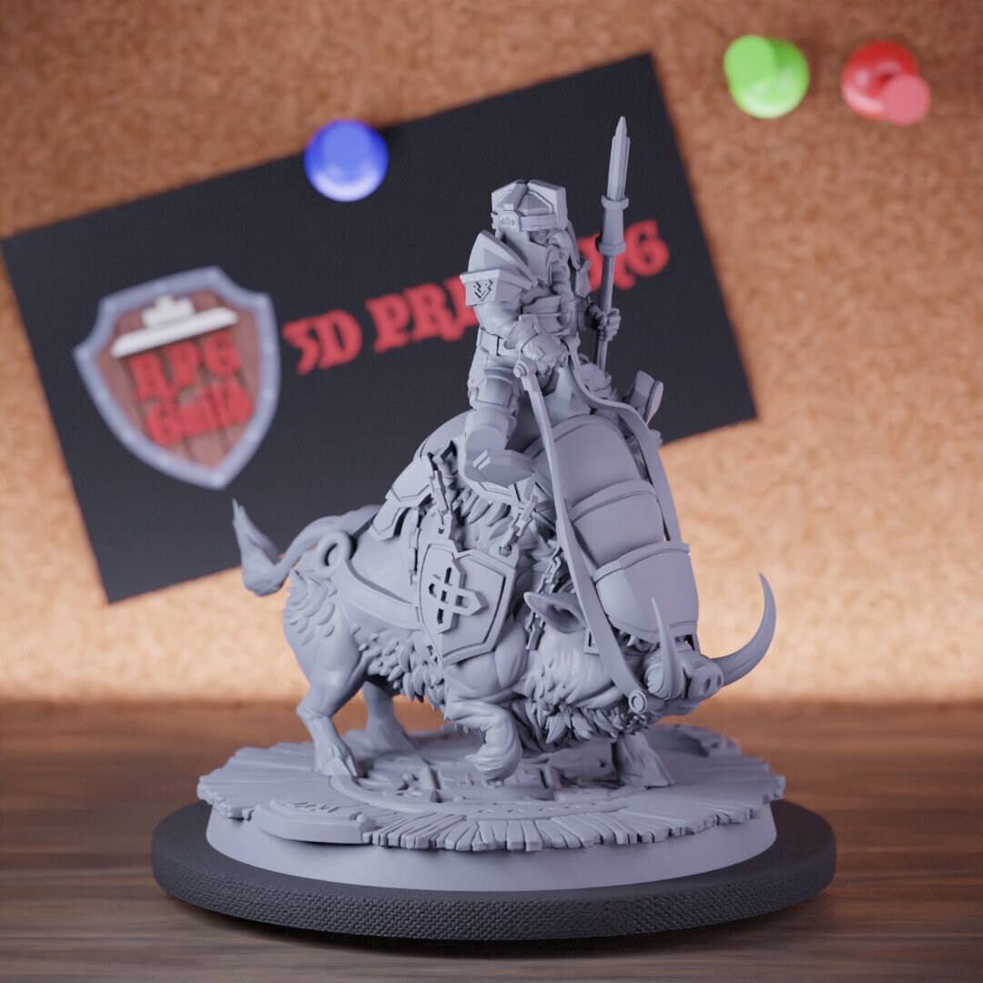 Dwarf Boar Rider Miniature Defender Mini Dungeons and Dragons RPG ...