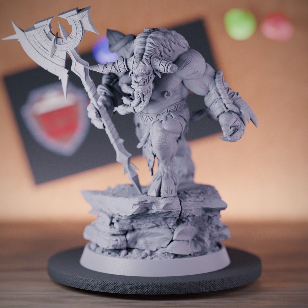 Tauren Warrior Miniature Dungeons and Dragons Mini RPG Tabletop ...