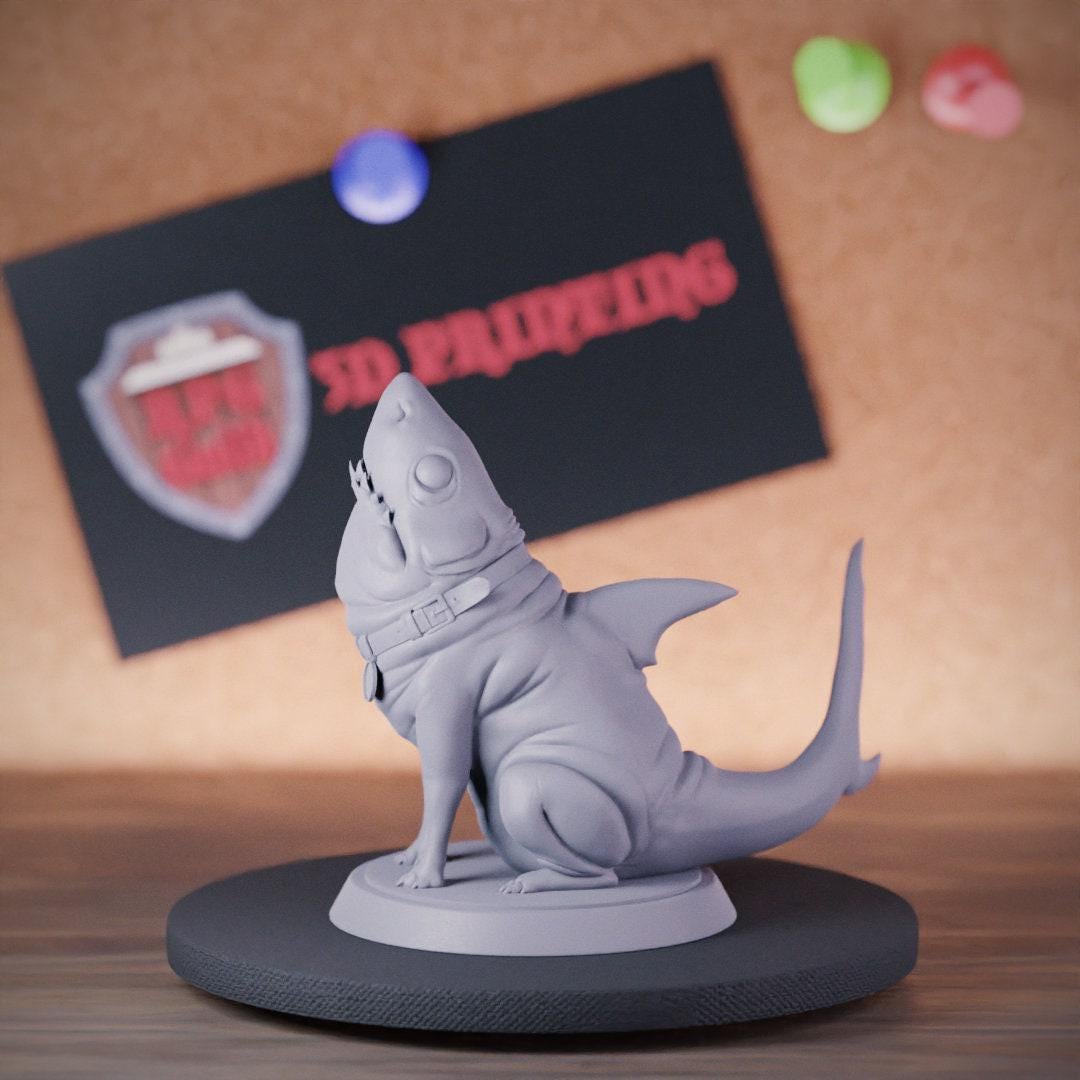 Shark Pup Miniature | 28mm-38mm | Resin 3D Printed D&D Pathfinder Mini ...