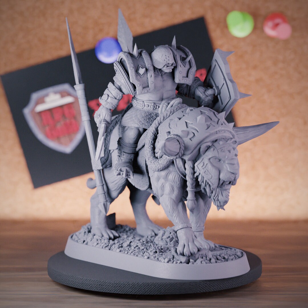 Orc Marauder Rider Miniature Beast Mount Dungeons and Dragons Mini RPG ...