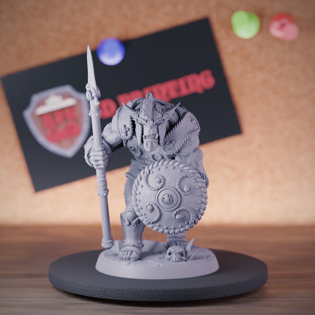 Bugbear Guard Miniature Barbarian Warrior Dungeons and Dragons Mini RPG Tabletop Miniature Dnd ...