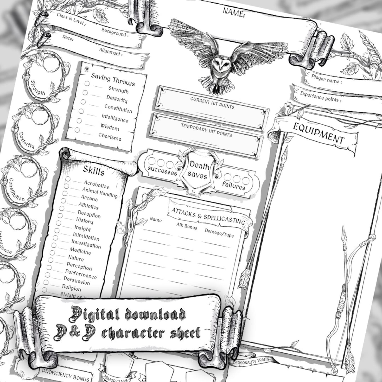 Dnd 5e Character Sheet Ranger Printable and Fillable PDF D&D 5e - Etsy