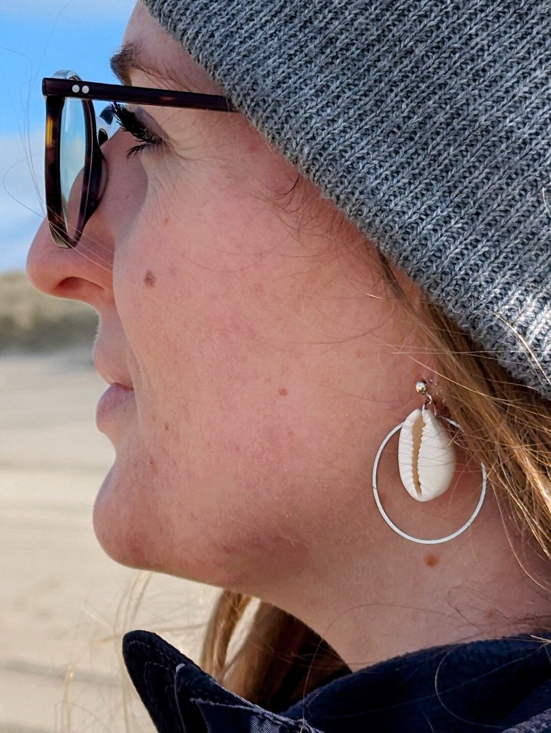 Shell Earrings Cowrie Shell Stud Earrings Cowrie Hoop - Etsy