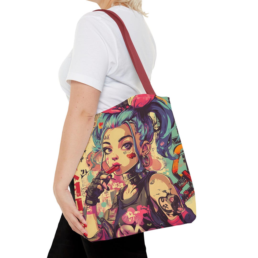 Gen Z Graffiti Artist Tote Bag - Jinx From Arcane Fanart, Oversized ...