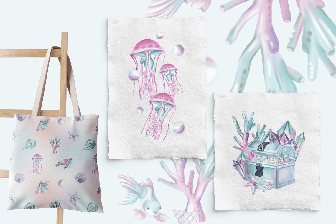 Under the Sea Clipart Sea Animal Clipart Ocean Watercolor PNG Coral ...