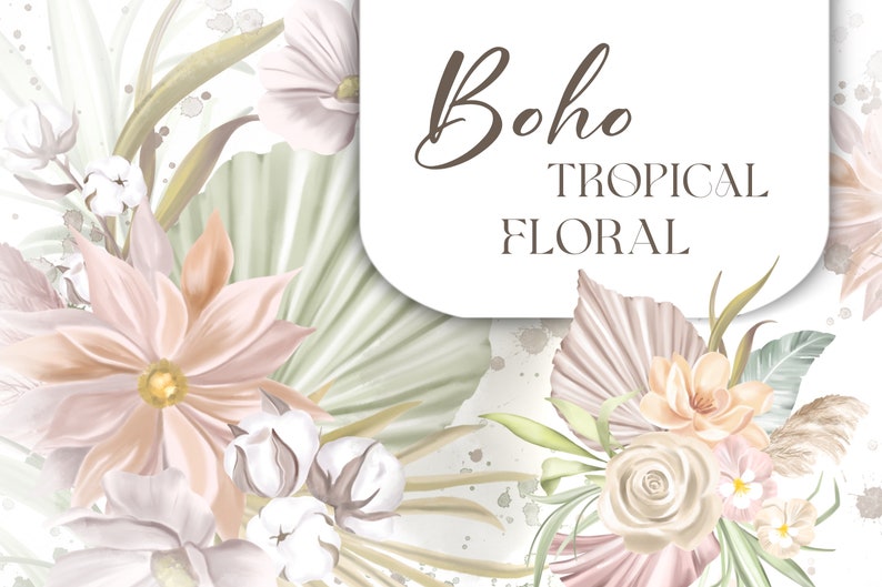 Clipart Flower Bohemian Flower PNG Autumn Floral Clipart Fall Floral ...