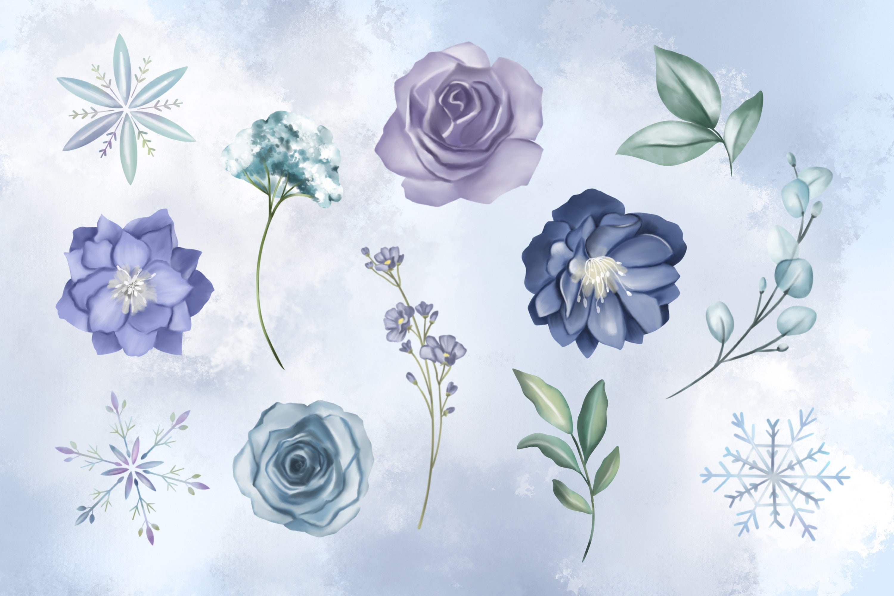 Winter Flower Clipart Winter Floral PNG Snow Clipart Snowflake PNG ...
