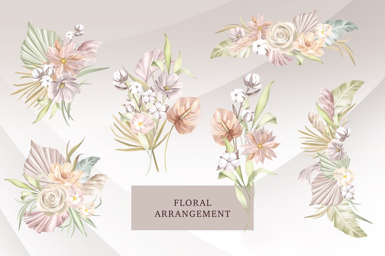 Clipart Flower Bohemian Flower PNG Autumn Floral Clipart Fall Floral ...