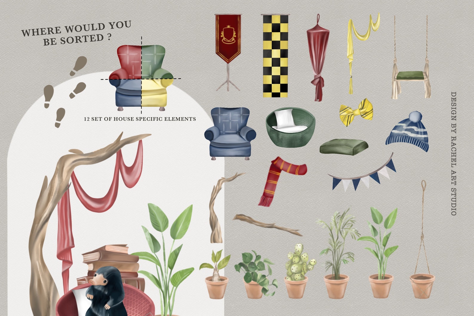 200 Wizarding Houses Design Bundle, Wizard World Christmas Clipart ...
