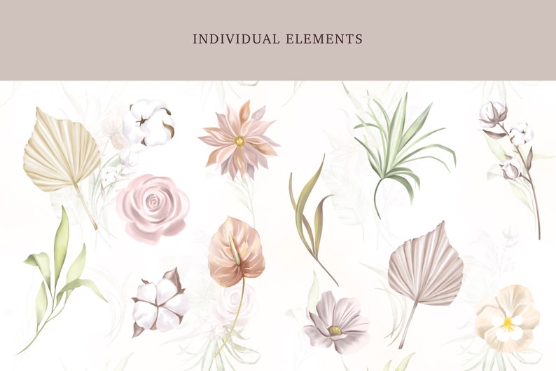 Clipart Flower Bohemian Flower PNG Autumn Floral Clipart Fall Floral ...