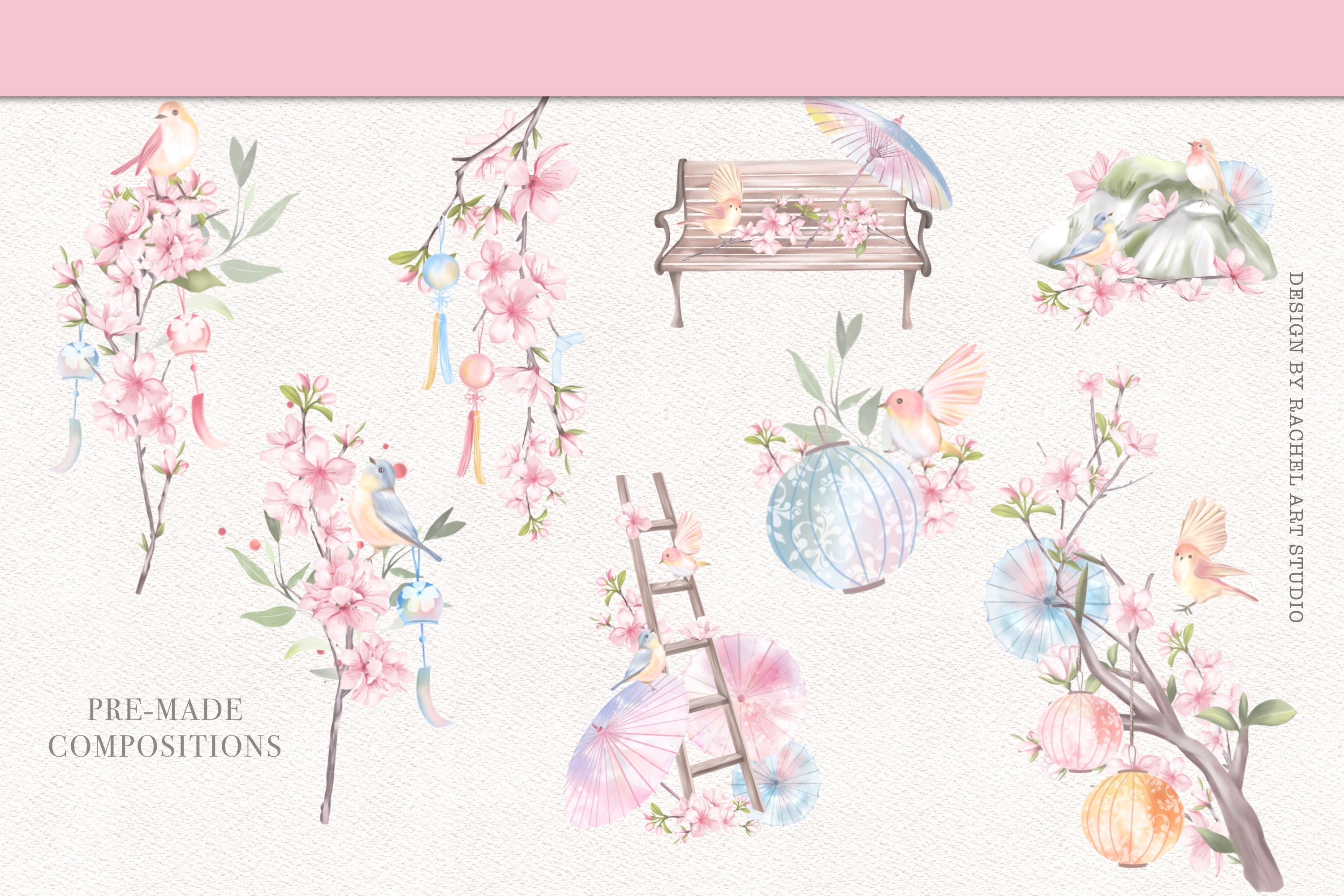 Watercolor Cherry Blossom Clipart Sakura Flower Clipart Cherry Blossom ...
