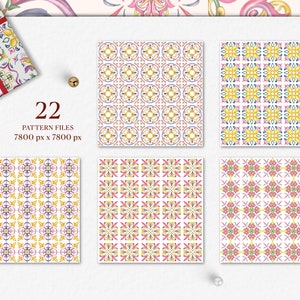 Majolica Tile Pattern Vintage Digital Paper Pattern Design Download ...