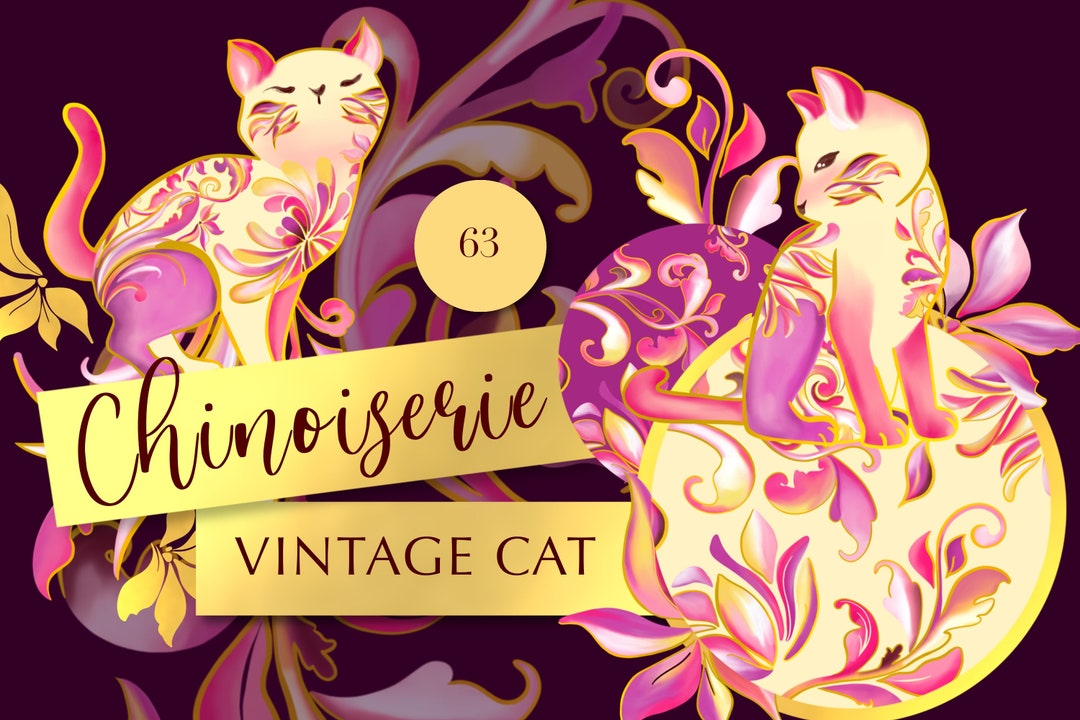 Vintage Cat Clipart Cat PNG Animal Pattern Vintage Animal Pattern ...