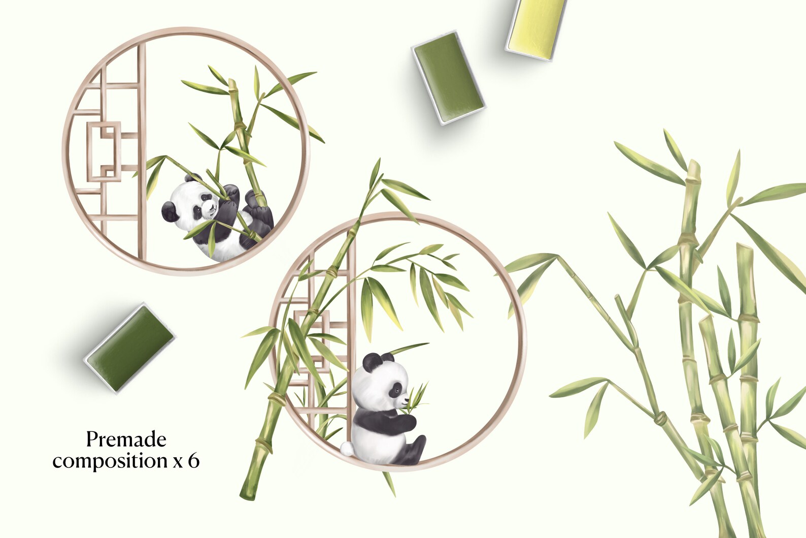 Bamboo Panda Clipart Chinese Panda Digital Download Cute Panda PNG ...