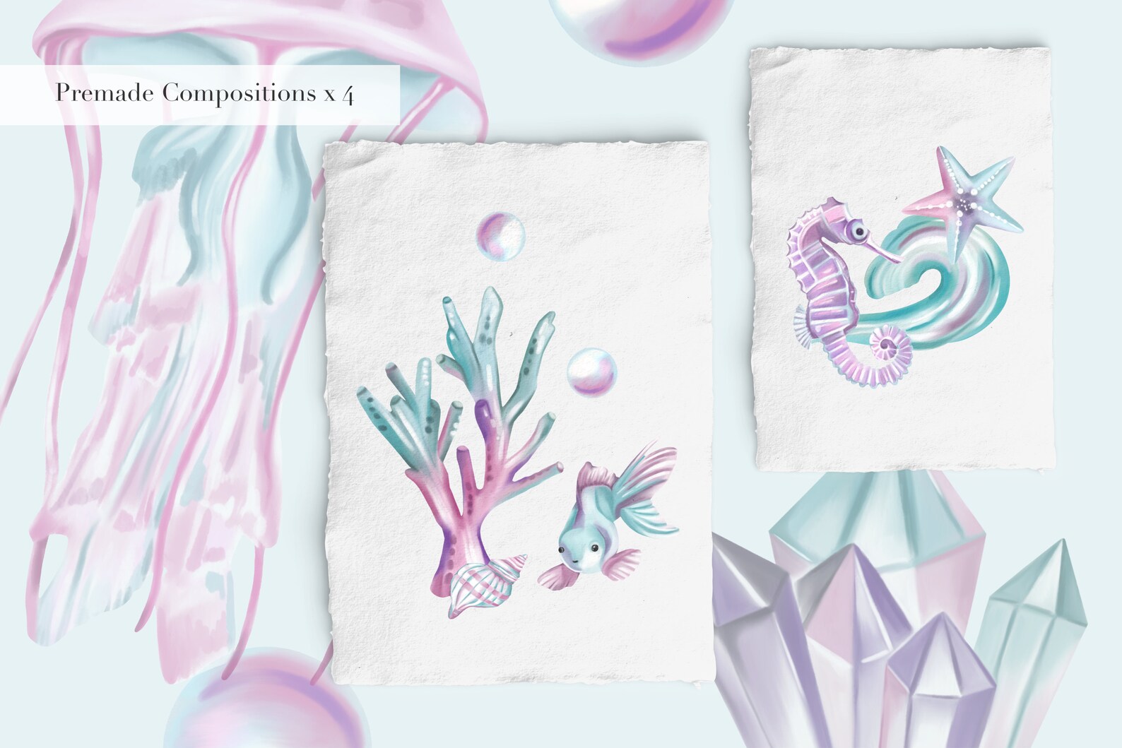 Under the Sea Clipart Sea Animal Clipart Ocean Watercolor PNG Coral ...