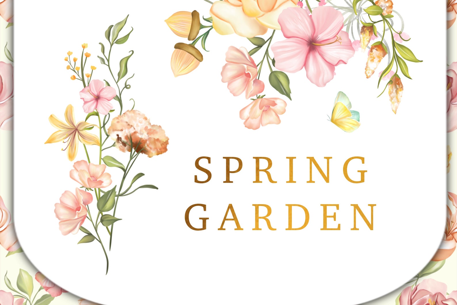 Spring Garden Clipart, Watercolor Floral Clipart, Flower Digital Papers ...