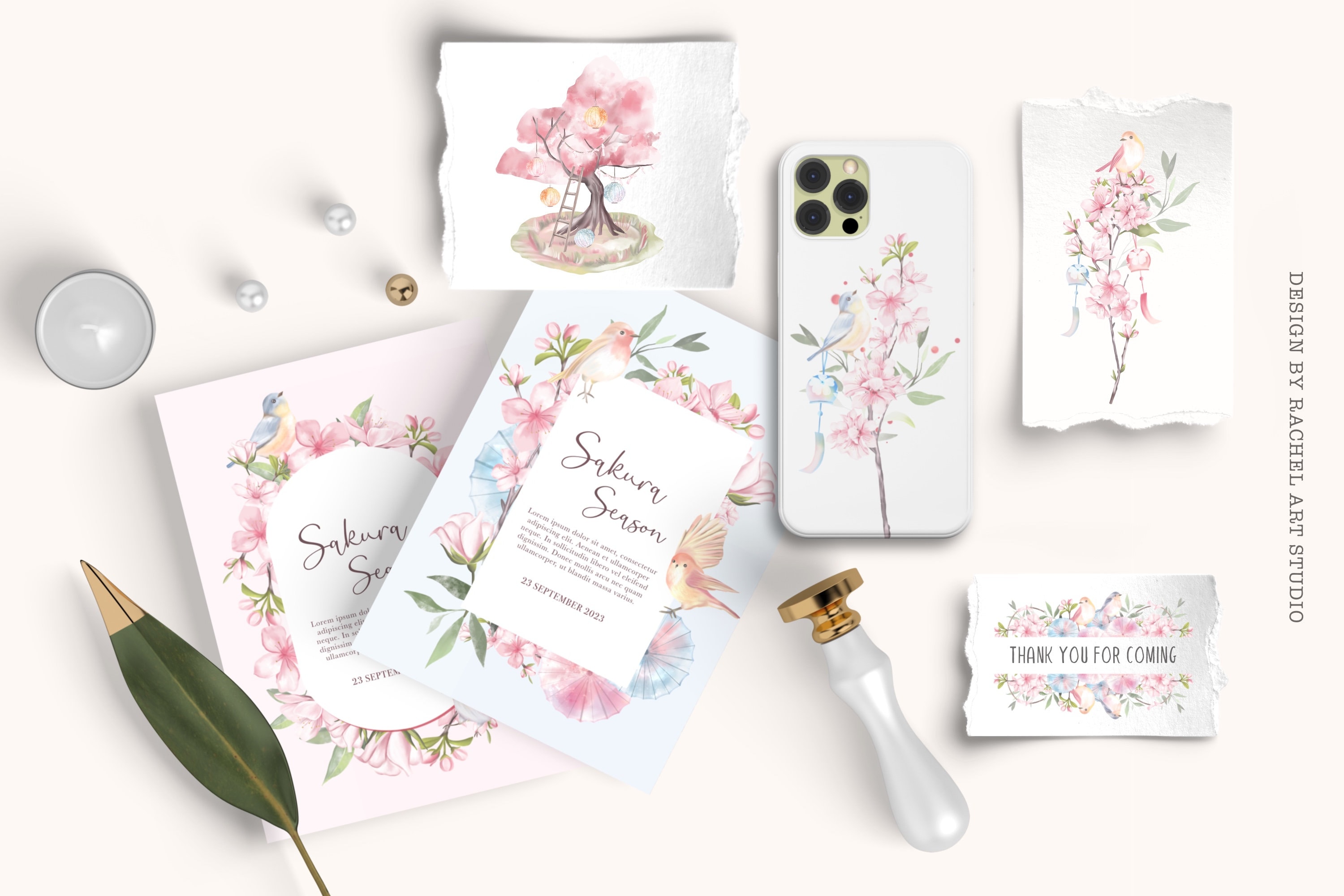 Watercolor Cherry Blossom Clipart Sakura Flower Clipart Cherry Blossom ...