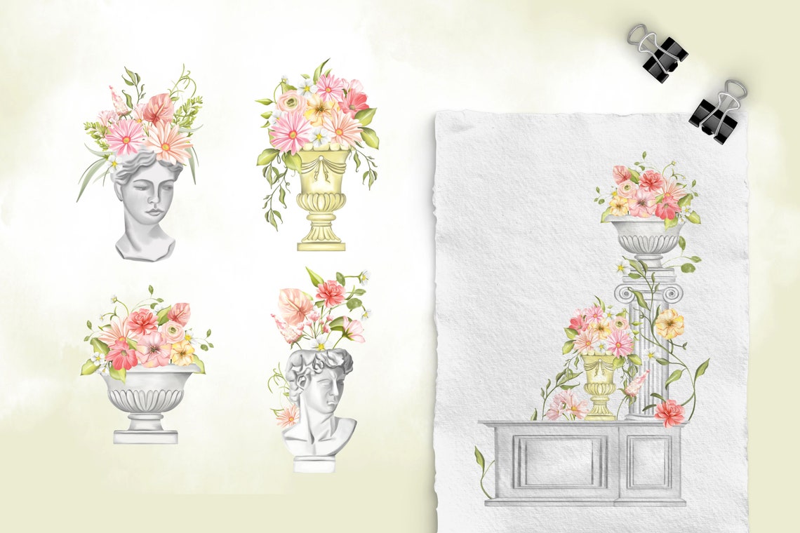 Greek Garden Clipart Ancient Greece Roman Clipart Ancient Floral Garden ...