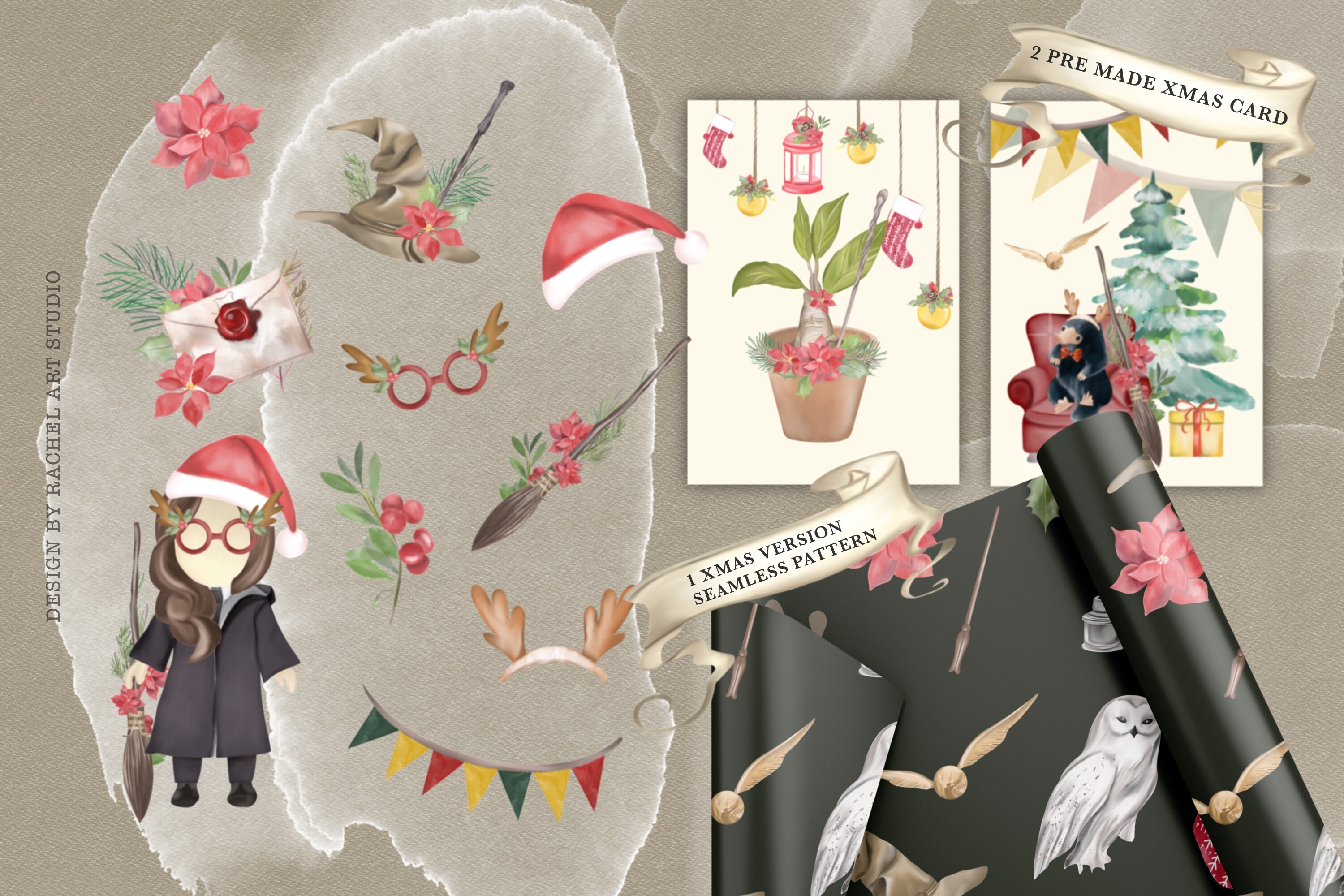 150 Wizarding Green House Design Bundle, Spell Book Clipart, Wizard ...