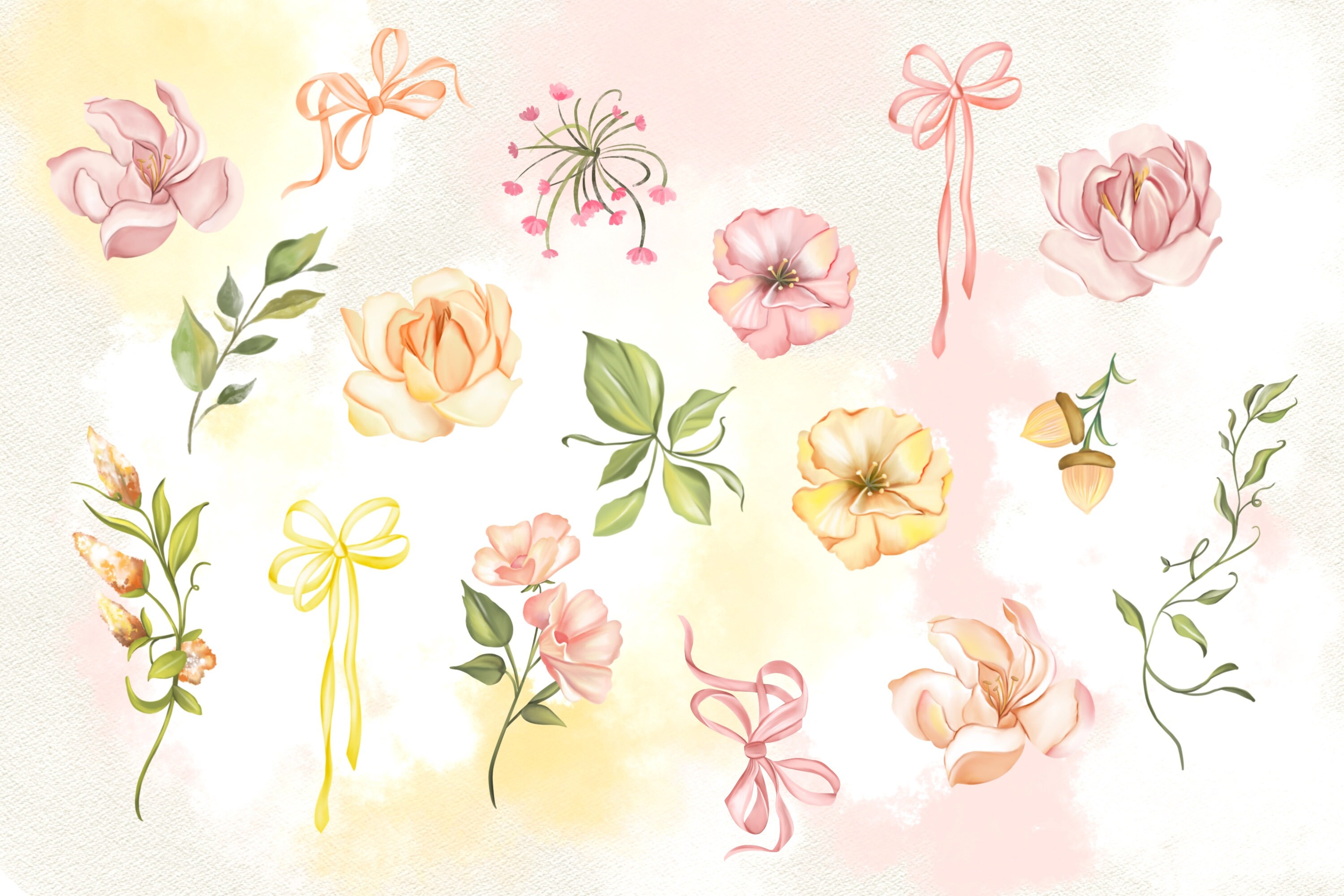 Spring Garden Clipart, Watercolor Floral Clipart, Flower Digital Papers ...