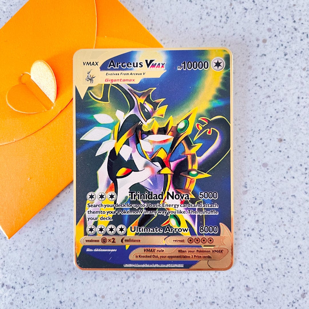 Pokemon Stainless Steel Metal Card * Gold Metal Cards * Arceus ...