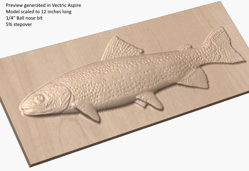 Rainbow Trout CNC 3D Relief Model STL for CNC Router or 3-axis Engraver ...