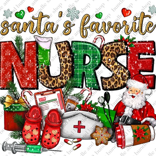 Santa's Favorite Nurse Png Nurse Png Merry Christmas - Etsy