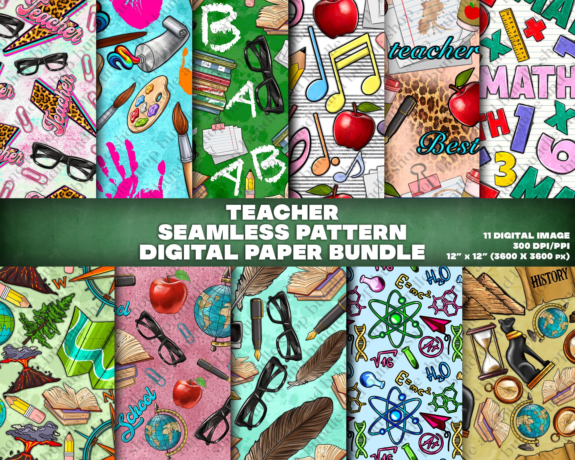 11 Digital Paper Teacher Seamless Pattern Digital Paper - Etsy Canada