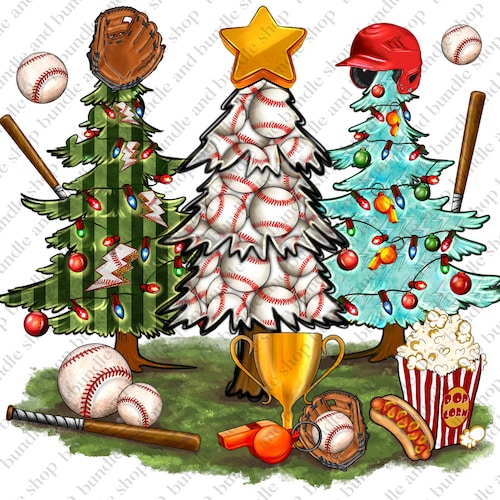 Christmas Baseball Trees Png Sublimation Design Download - Etsy