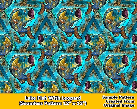 Lake Fish With Leopard Patterns Digital Paper Fish Digital - Etsy