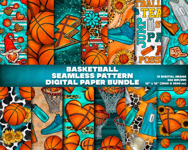 13 Digital Paper Basketball Seamless Pattern Digital Paper - Etsy