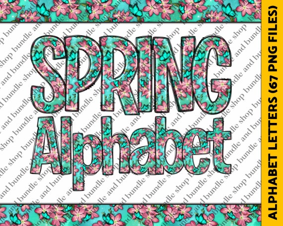 Spring Alphabet Letters 67 PNG Files Bundlespring Doodle - Etsy