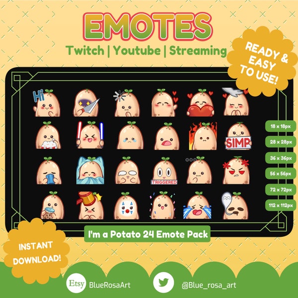 Potato Emotes - Etsy