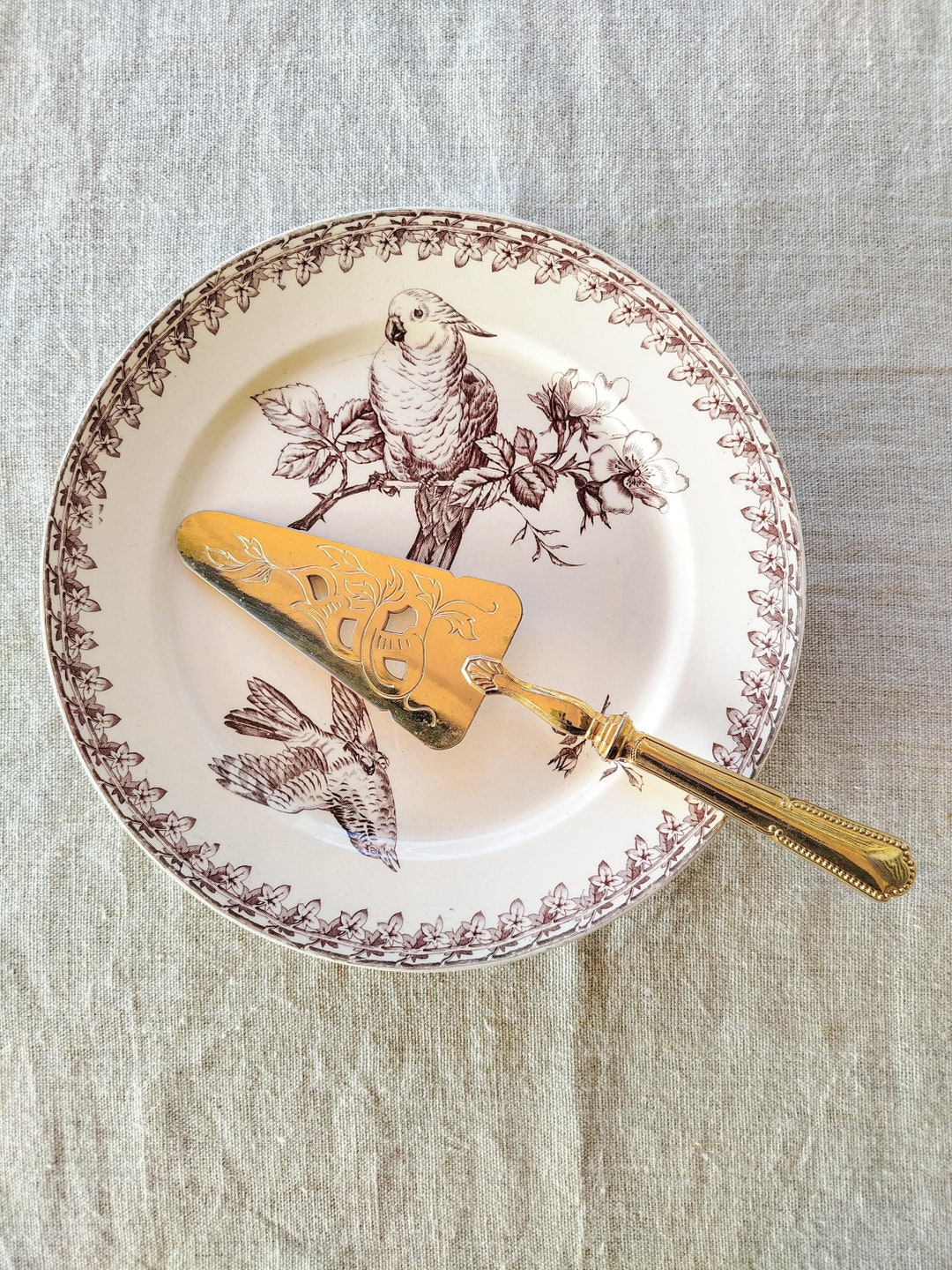 Antique Sarreguemines Earthenware Footed Plate, Rare Model, With Bird ...