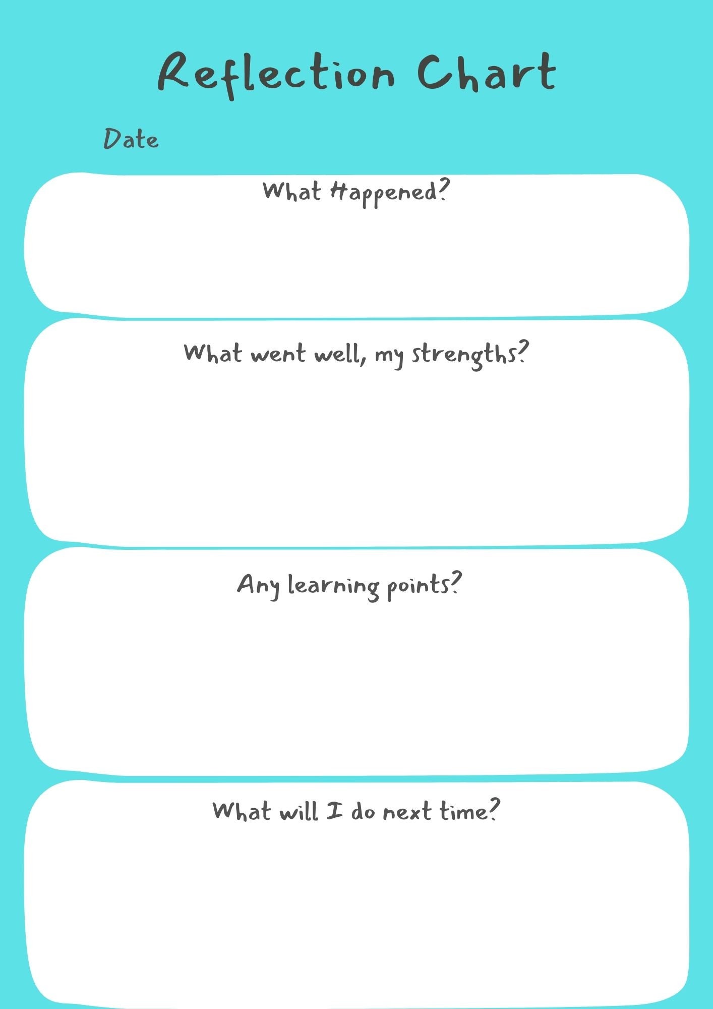 Reflection Record Chart, Digital Download Nurse Reflections Journalling ...