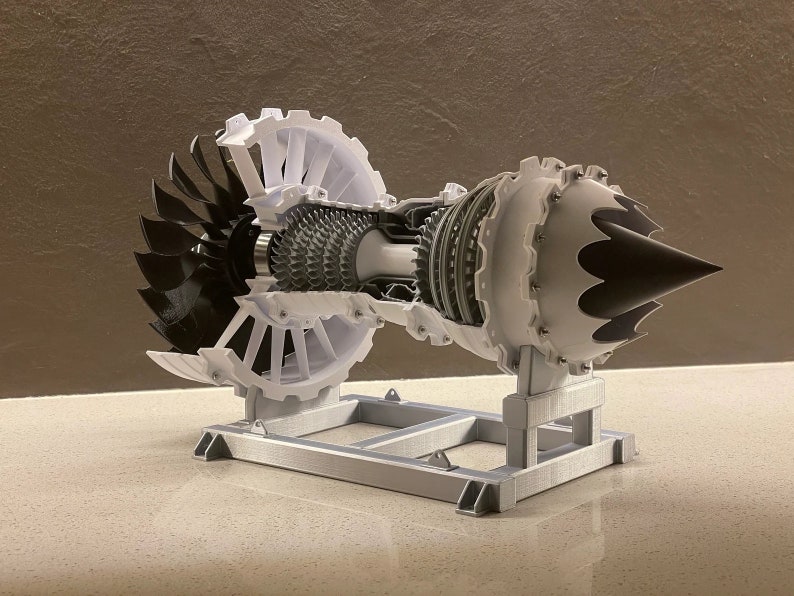 Jet Turbofan Aircraft Engine 3D Printed Gift Office Dècor Kinetic ...