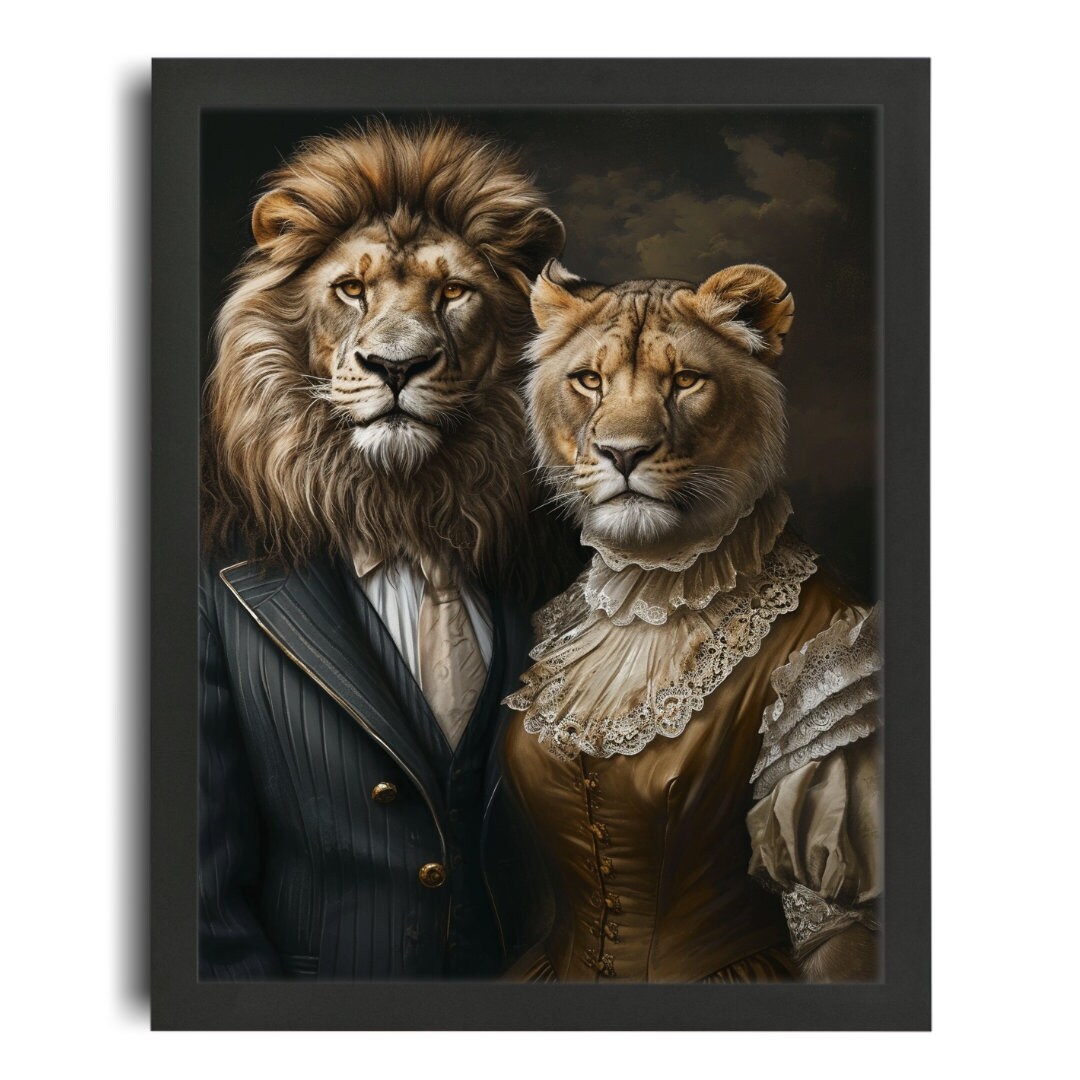 Anthropomorphic Lion Art, Aristocratic Lions Illustration, Victorian ...