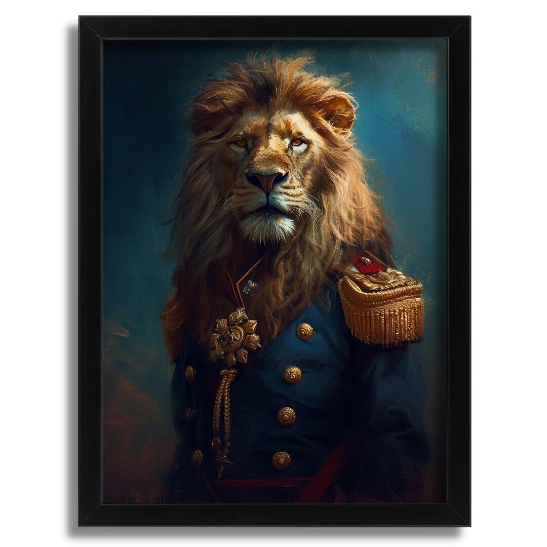 Stately Lion General in Vintage Military Attire - Noble Animal ...