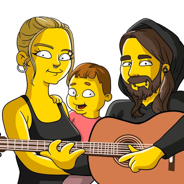 Family Picture Simpsons Cartoon Characters - Etsy