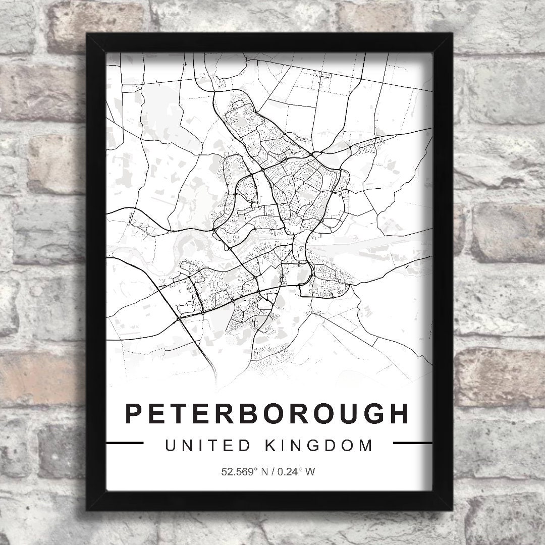Map of PETERBOROUGH Black and White Map Print City Print - Etsy Canada