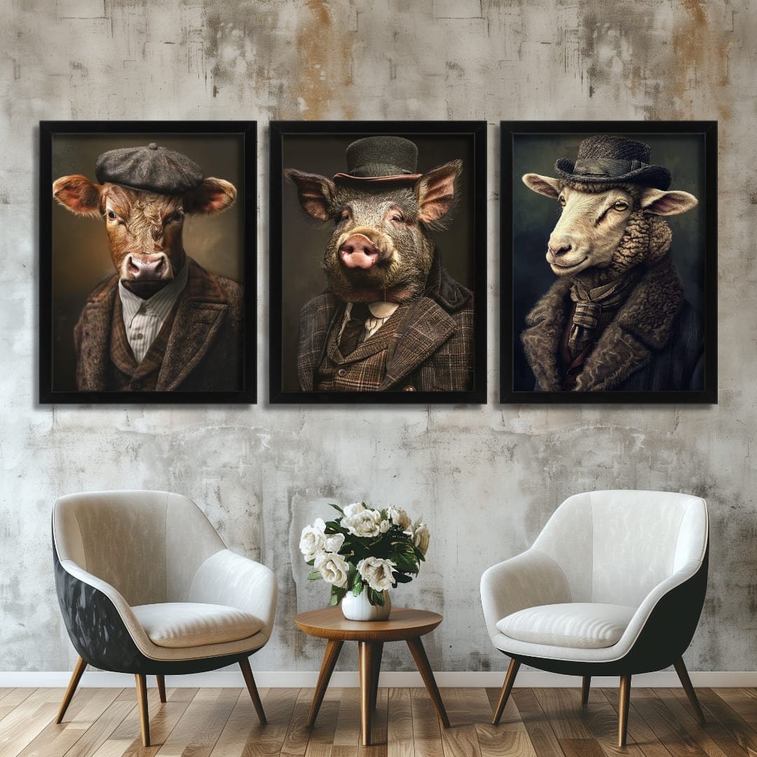 Victorian Animal Portraits Set of 3 Prints Peaky Blinders Era Decor ...