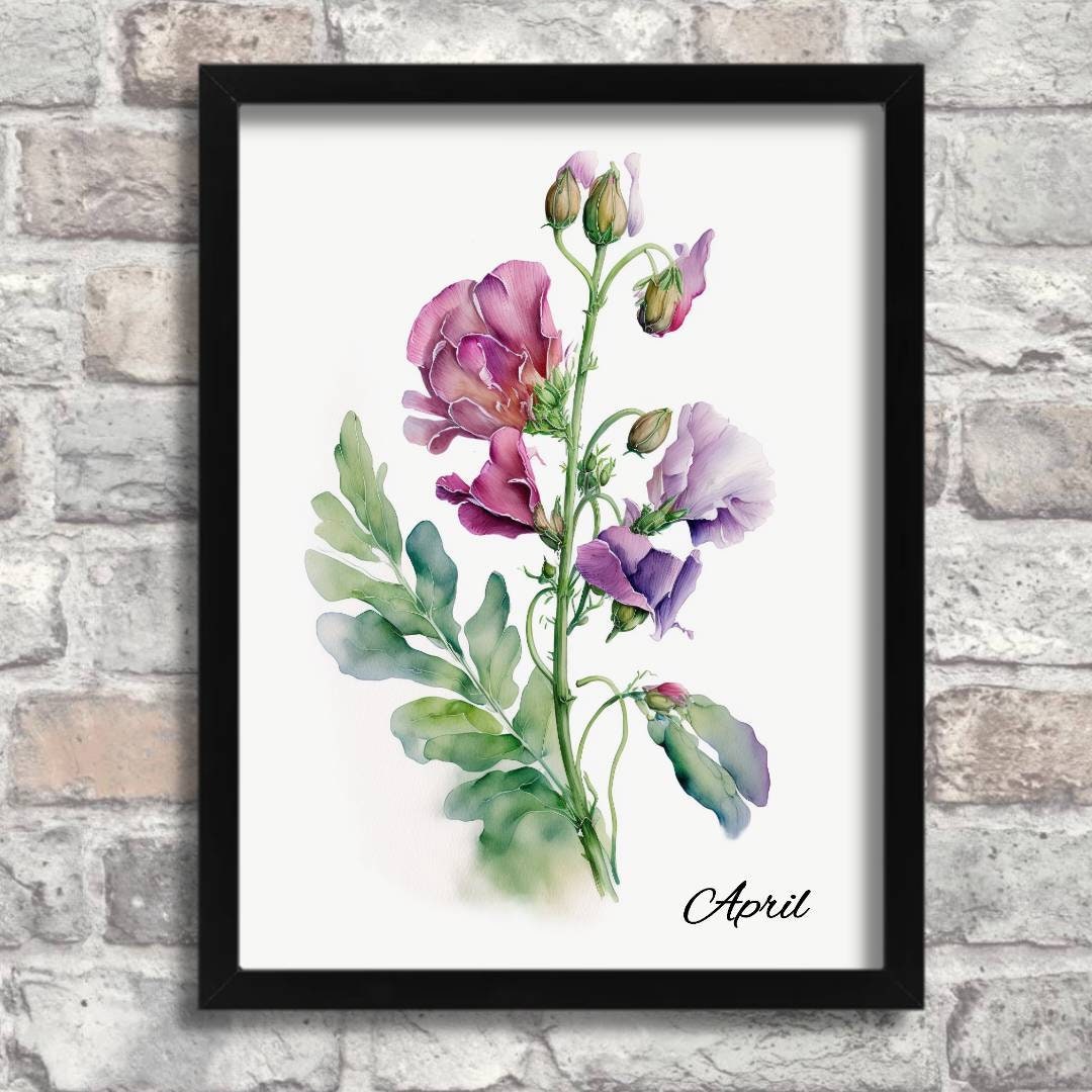 April Birth Month Flower Art Watercolour Daisy Flower - Etsy