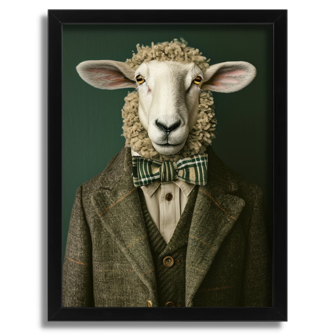 Distinguished Gentleman Sheep Art Print, Whimsical Sheep in Tweed Suit ...
