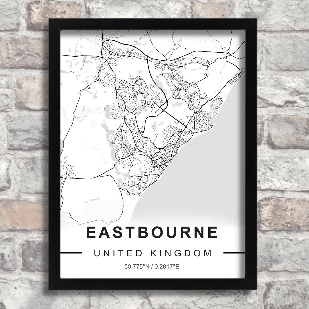 Map of EASTBOURNE Black and White Map Print City Print - Etsy