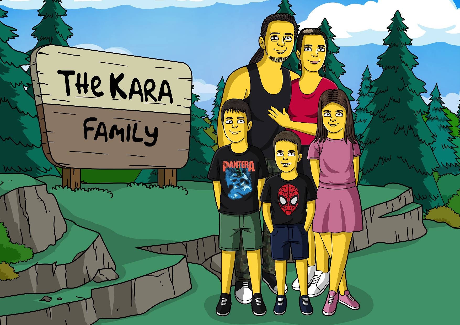 Cartoon Yellow Family