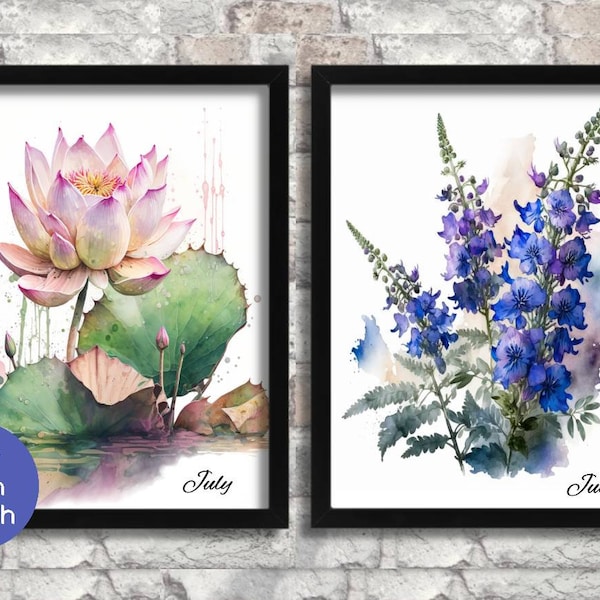 July Birth Flower Drawing - Etsy