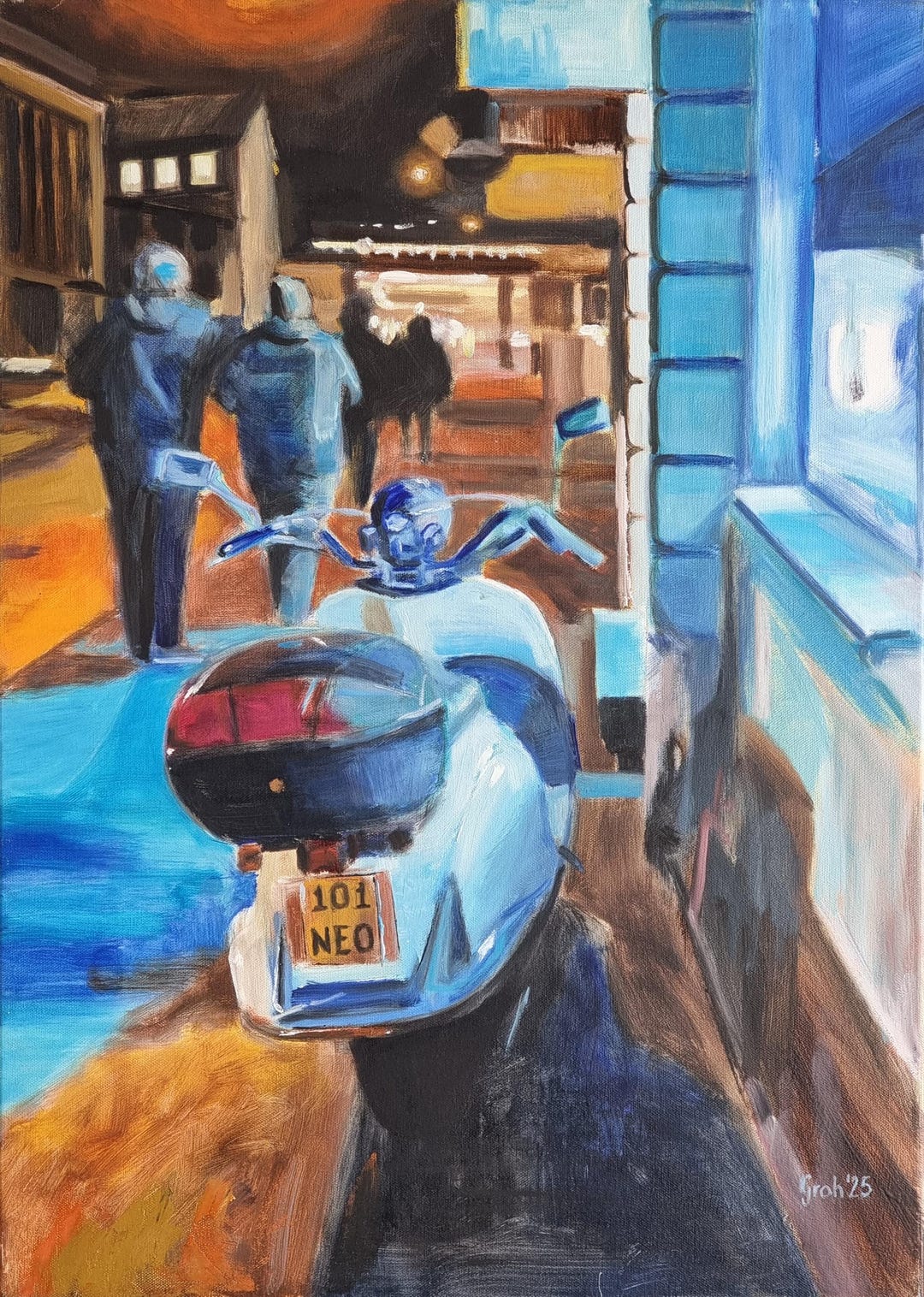 101 NEO – Night Street Scene With Scooter - Etsy