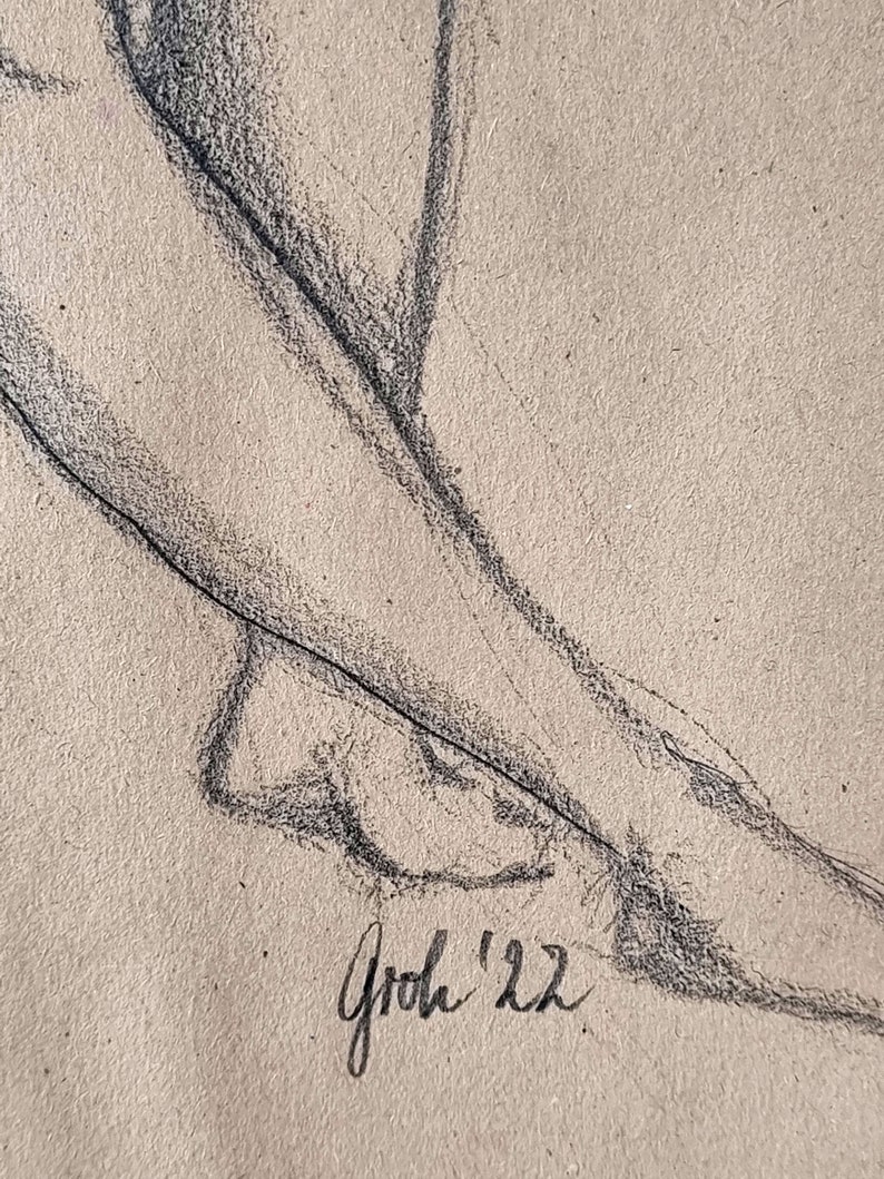 Seated Nude Naked Woman Hand Drawn Original Nude Portrait Etsy