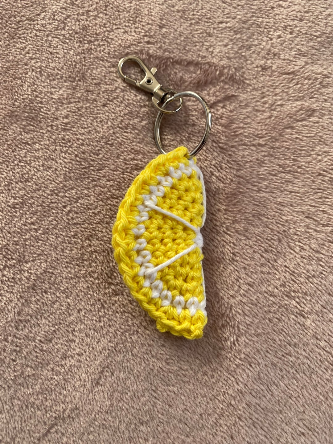 Crochet Lemon Slice Keychain Kawaii Citrus Keyring - Etsy
