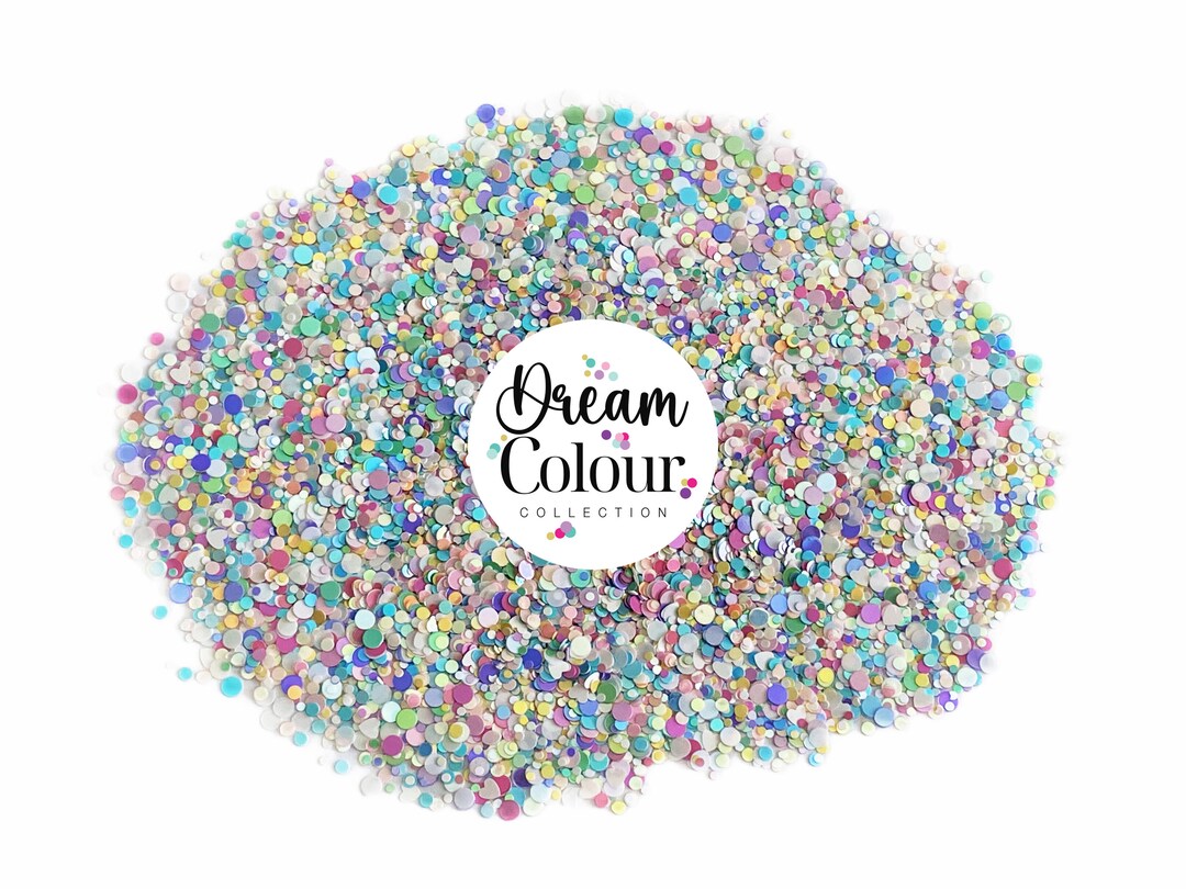 Pastel Rainbow Dots 60 Round Pink Purple Blue Yellow White Confetti ...